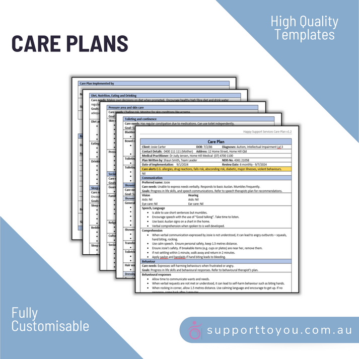 Care Plan Templates | NDIS Participant | supporttoyou