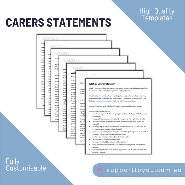Carers Statement Templates | NDIS Participant | supporttoyou