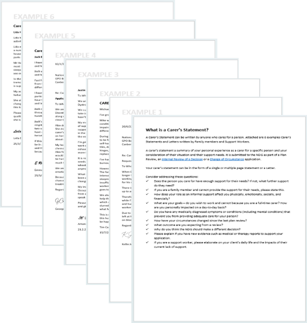 Carers Statements Templates | NDIS Templates | supporttoyou