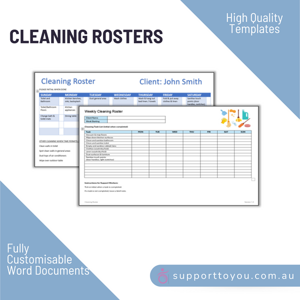 Cleaning Rosters| Disability Support | supporttoyou