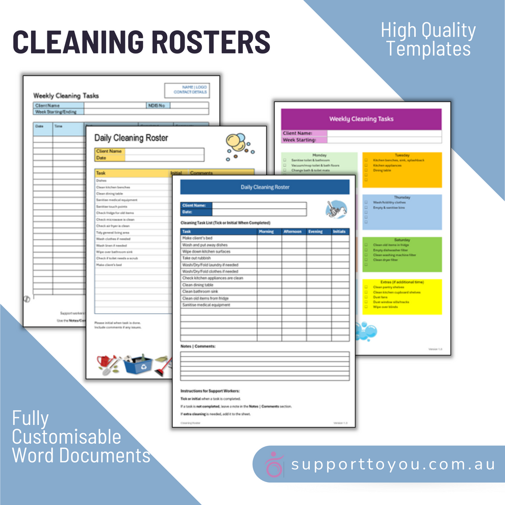 Cleaning Rosters| Disability Support | supporttoyou