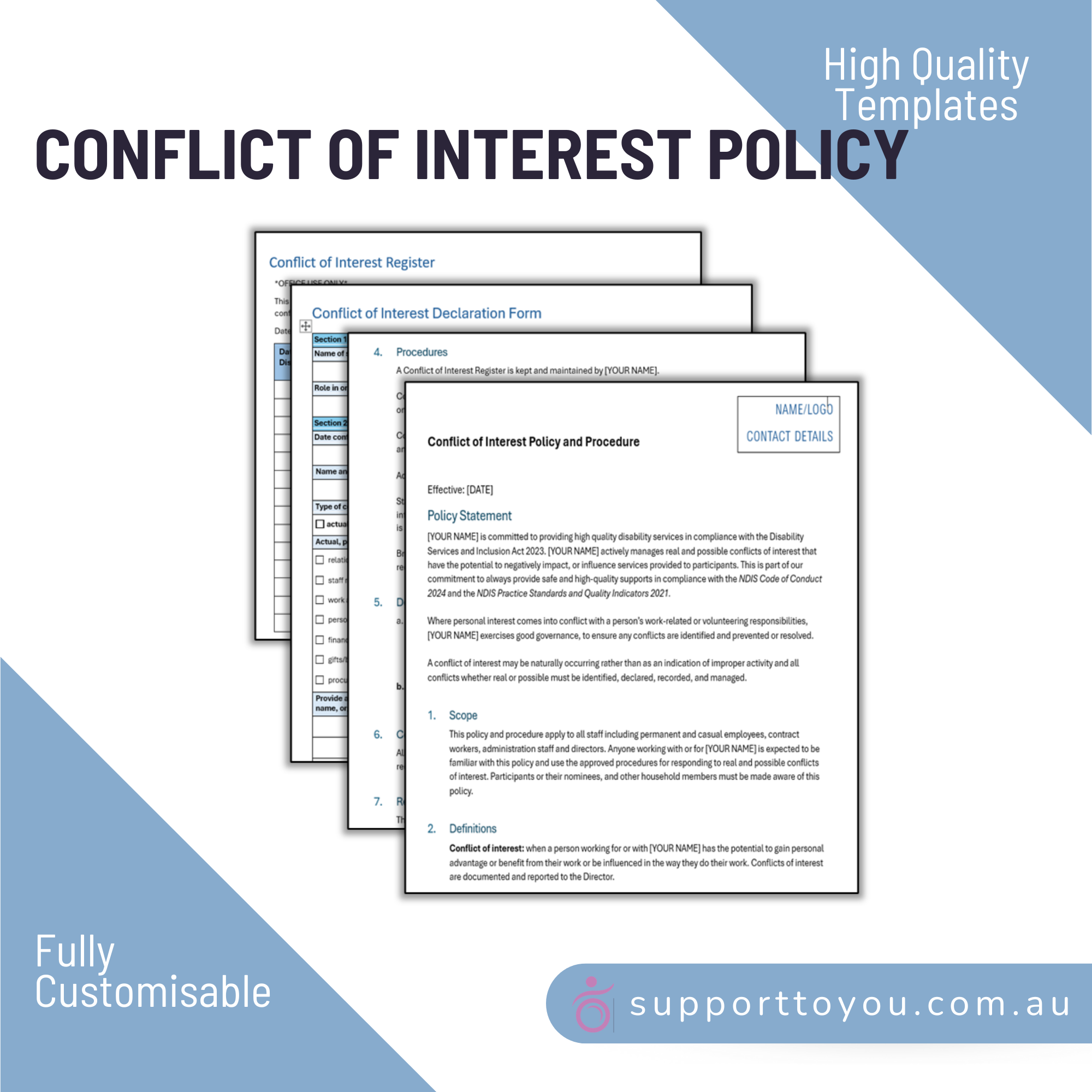 Conflict of Interest Policy | Disability Policy | supporttoyou