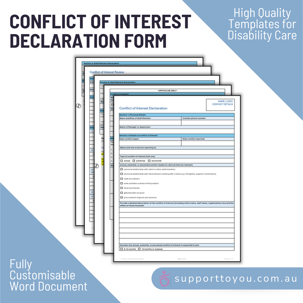 Conflict of Interest Declaration | NDIS Disability Support | supporttoyou
