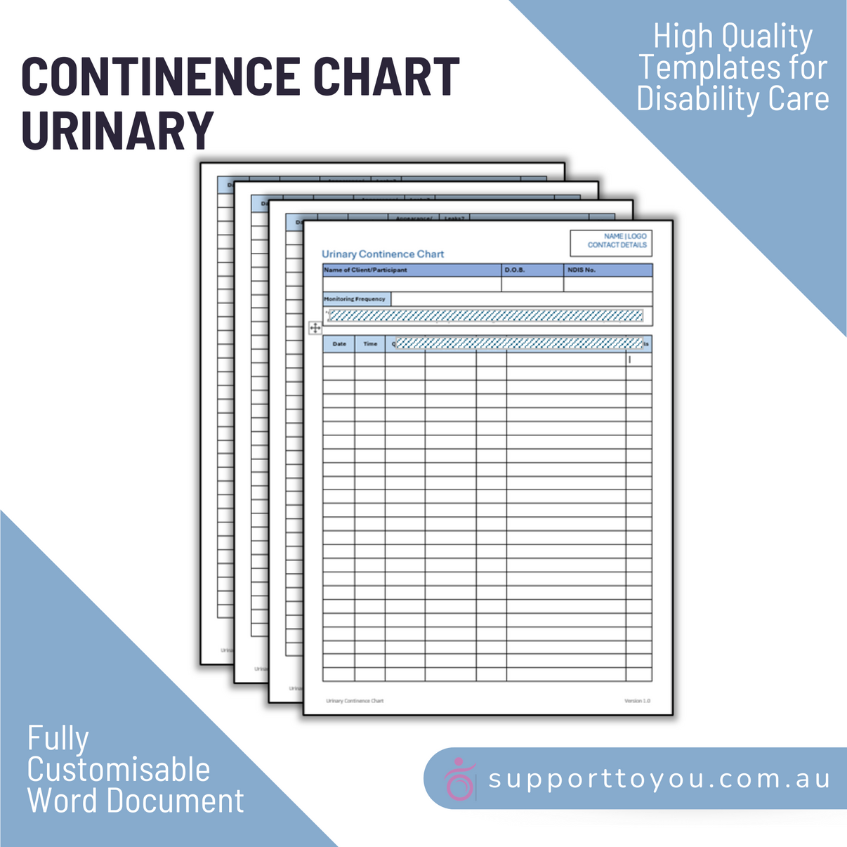 Continence Chart | Disability Care | supporttoyou