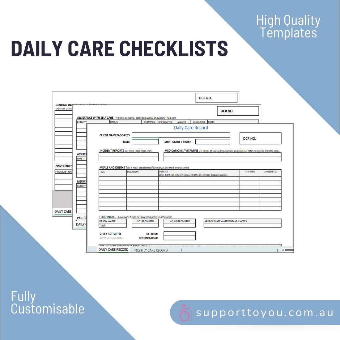 Daily Care Checklists | NDIS Templates | supporttoyou