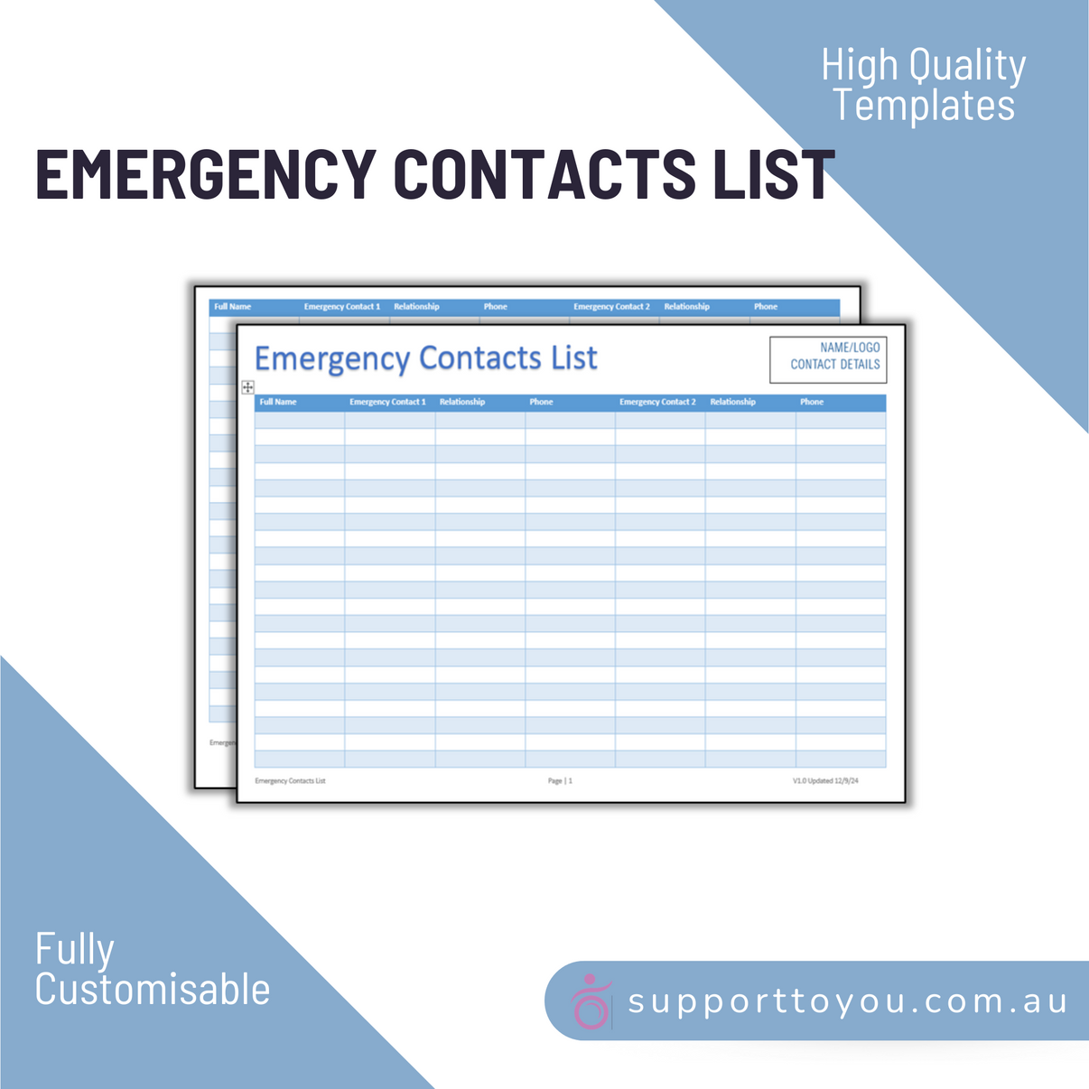 Emergency Contacts List | Disability Support | supporttoyou