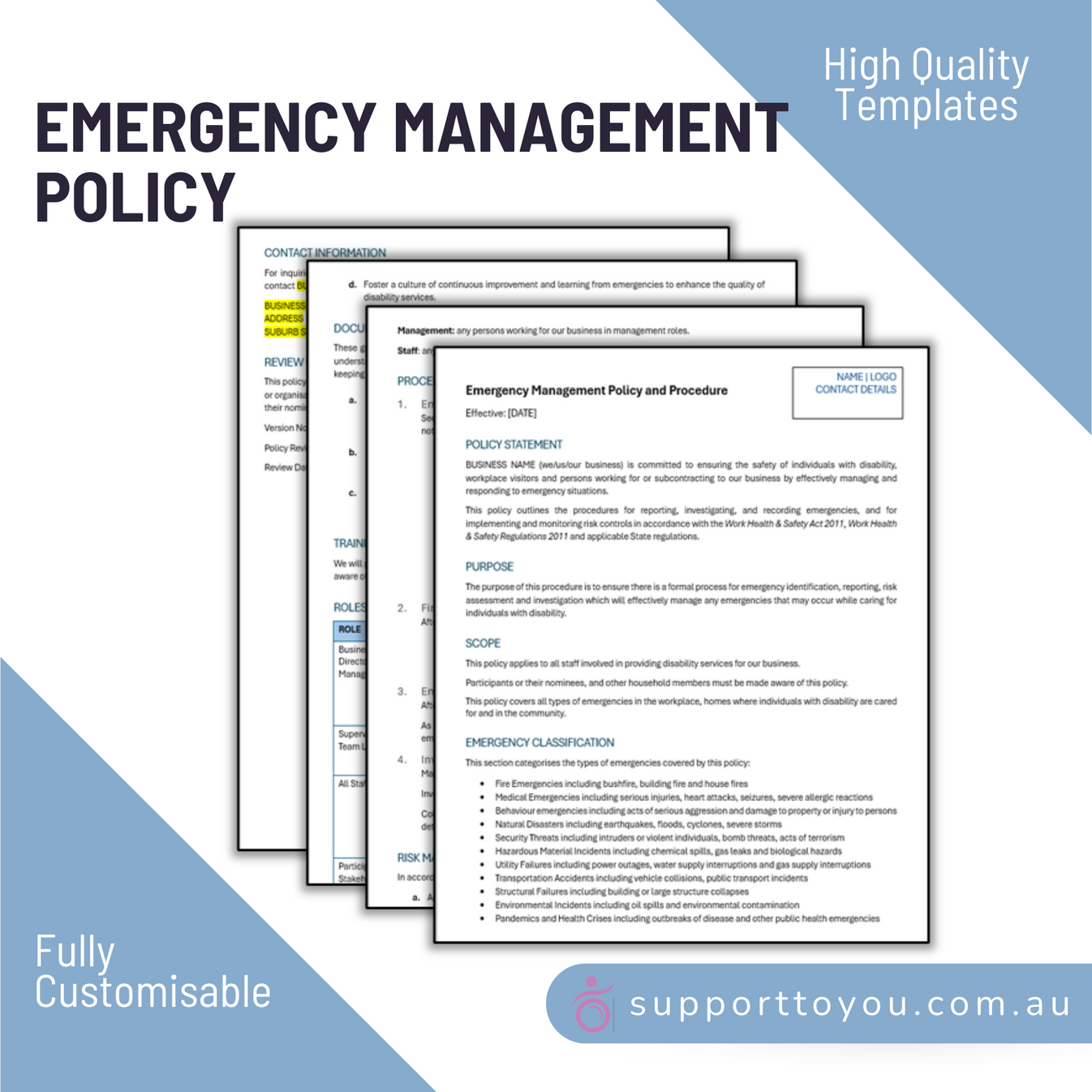 Emergency Policy Procedure | Disability Support | supporttoyou
