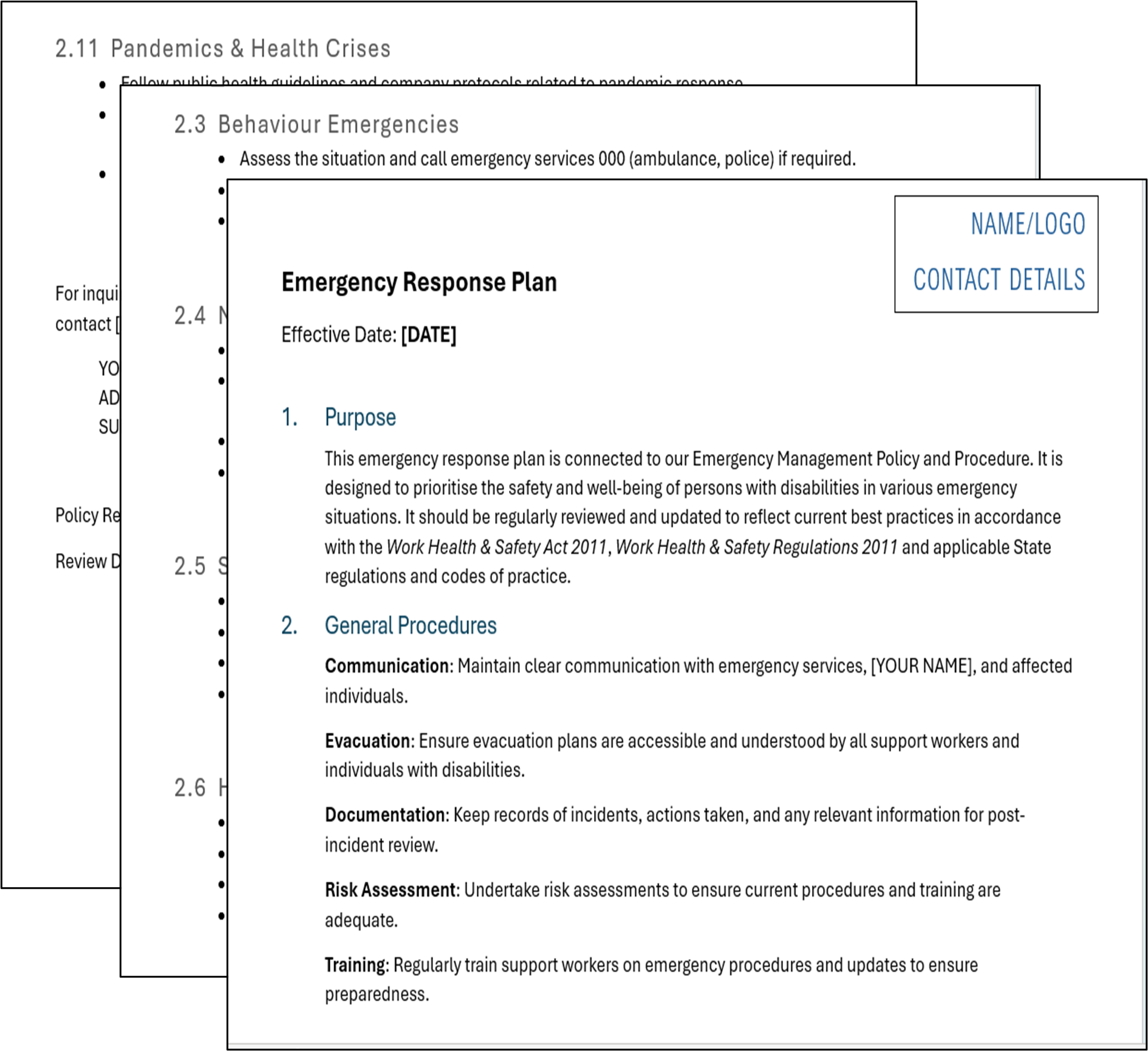 Emergency Response Plan – supporttoyou