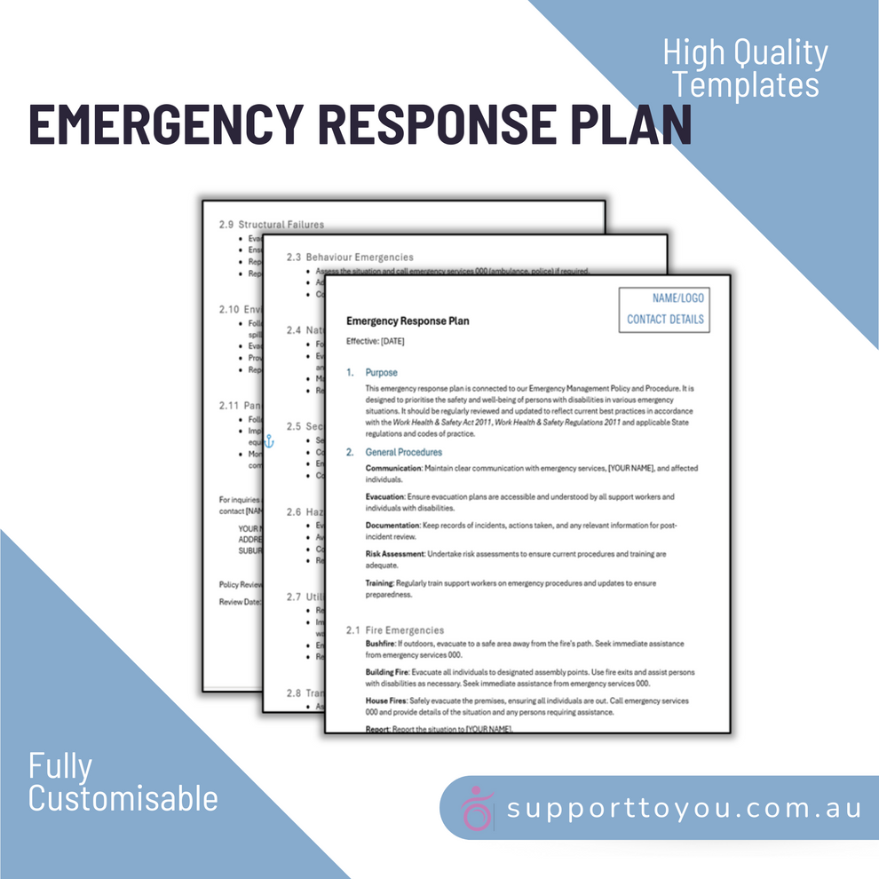 Emergency Response Plan | Emergency Response Chart | supporttoyou