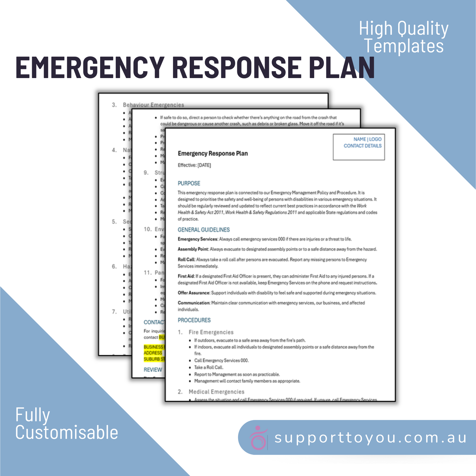 Emergency Response Plan | Disability Support | supporttoyou