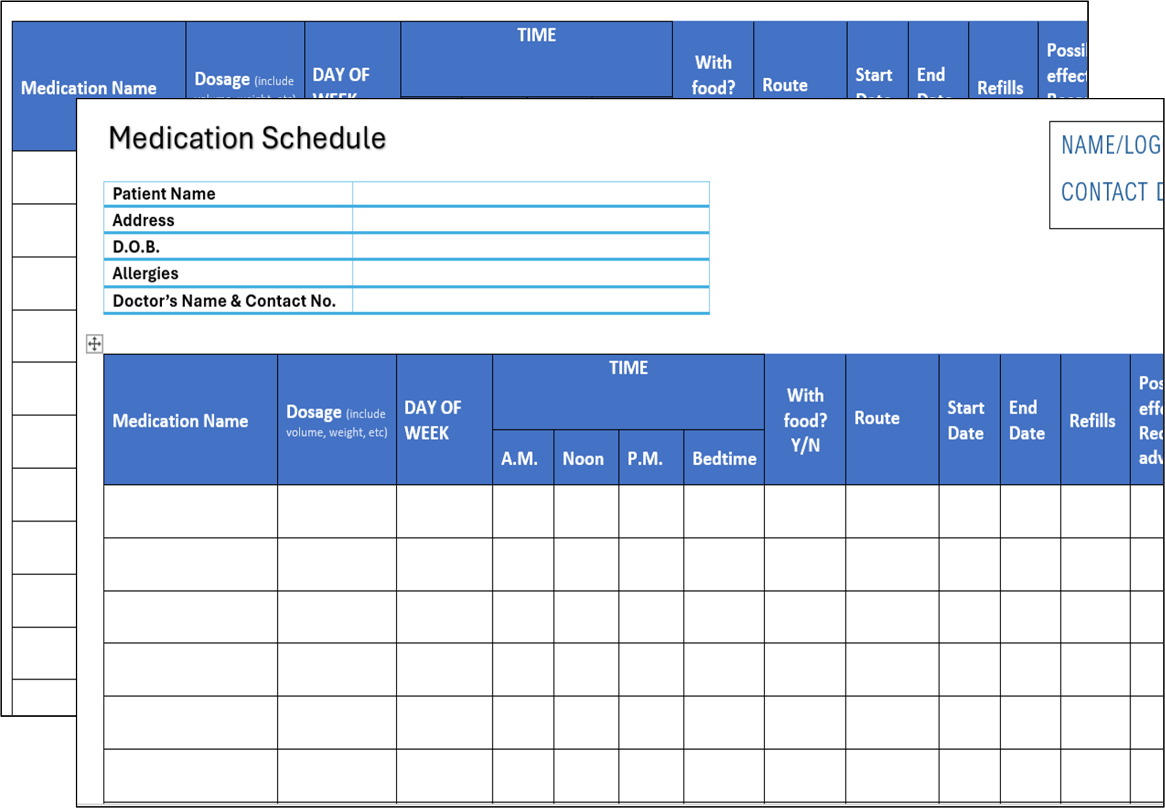Medications Schedule – supporttoyou