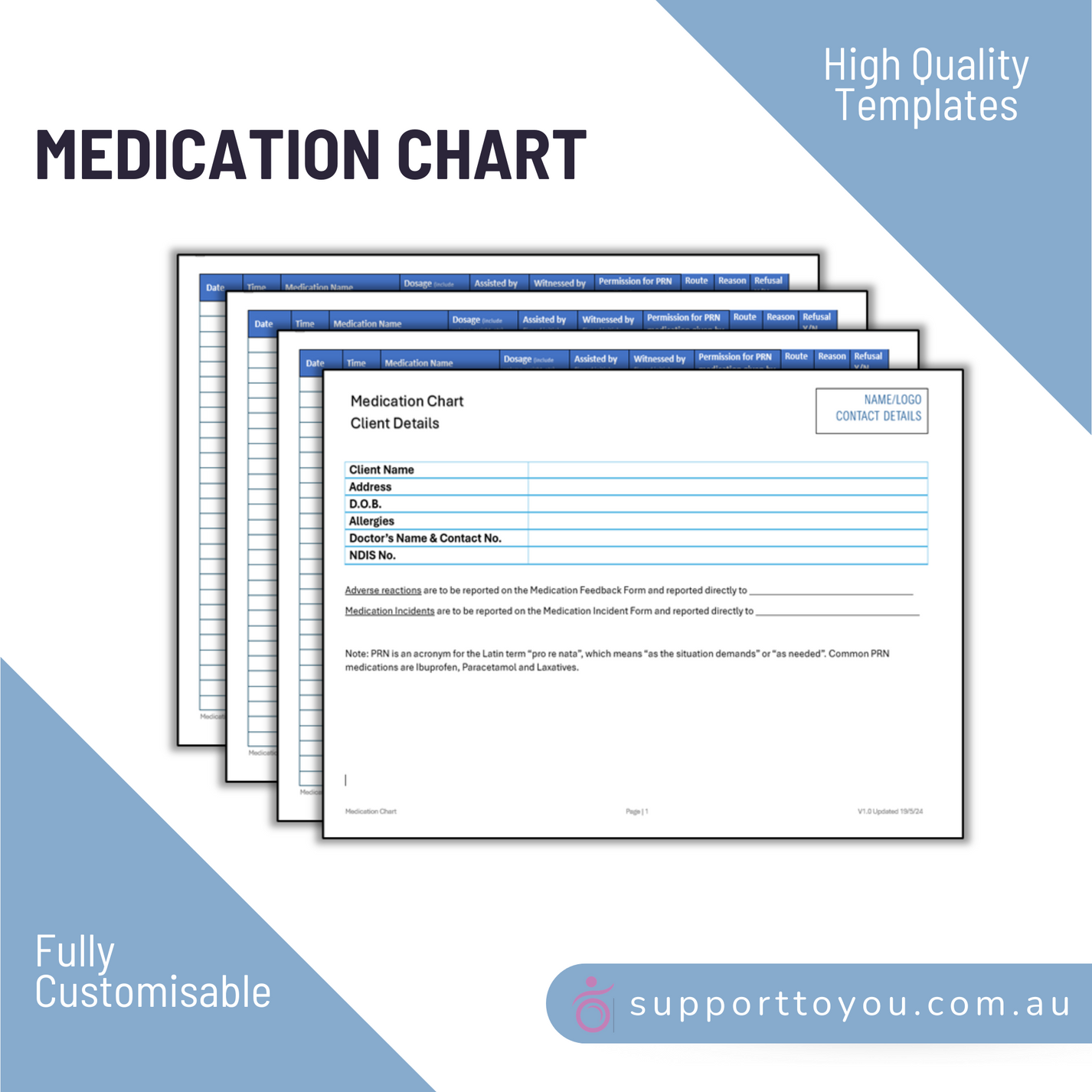 Medication Support Chart | Disability Support | supporttoyou