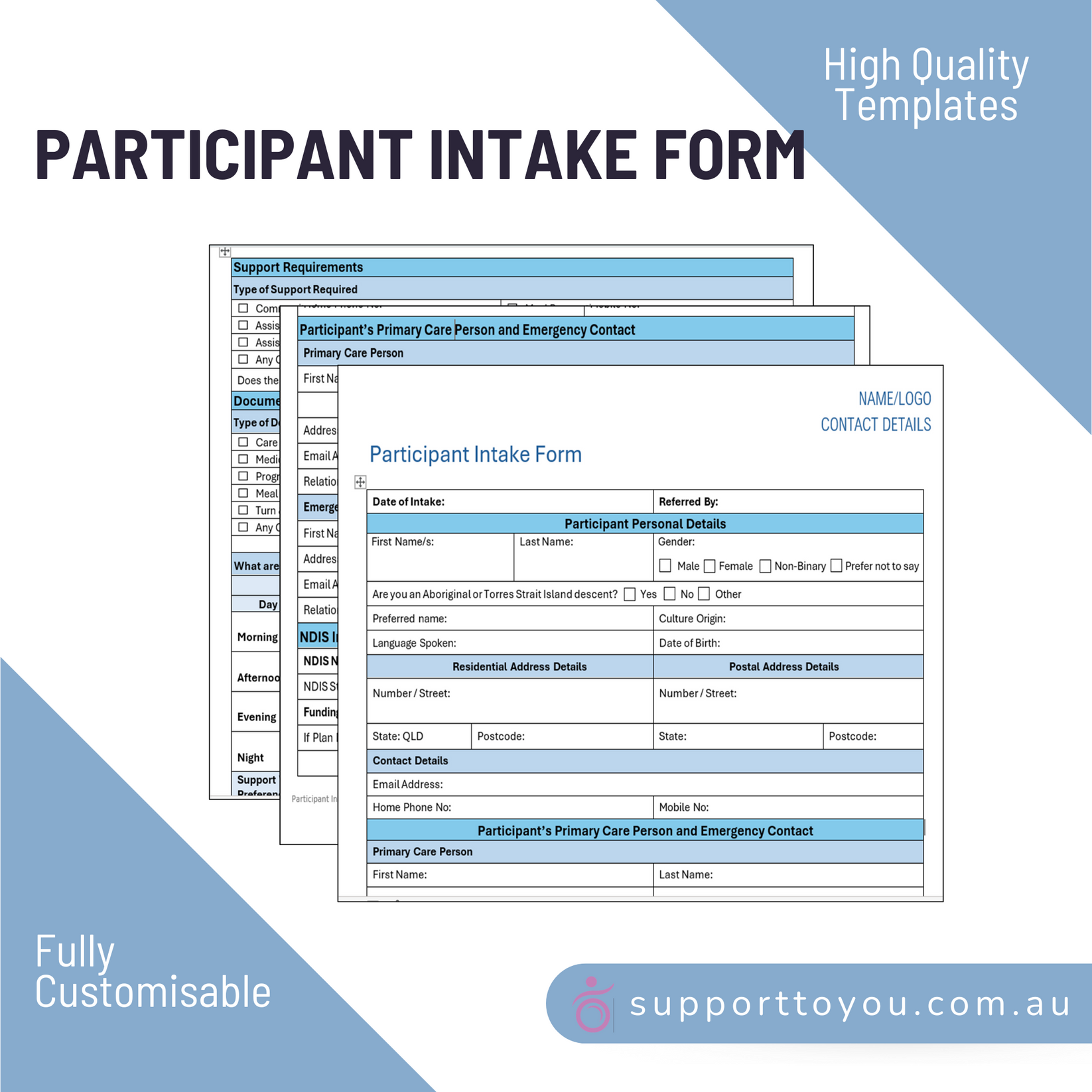Participant Intake Form | Disability Support | supporttoyou