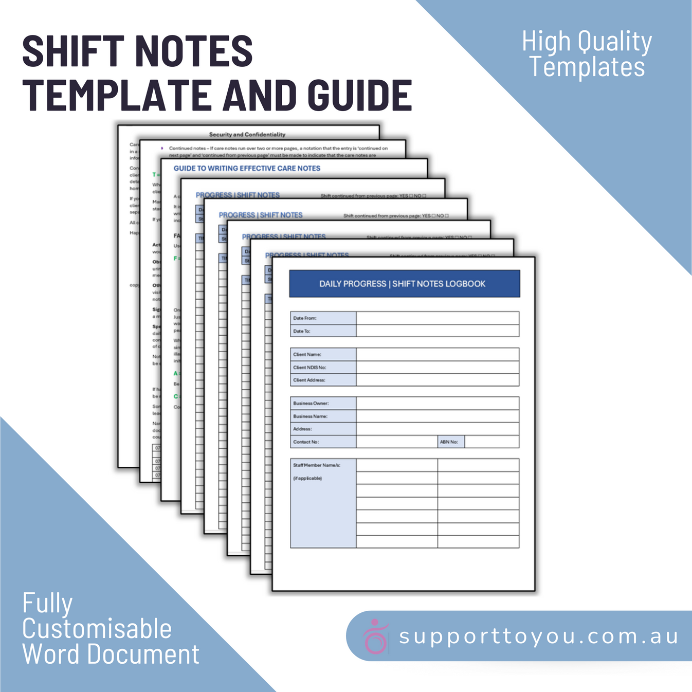 Shift Notes Logbook | Disability Support | supporttoyou