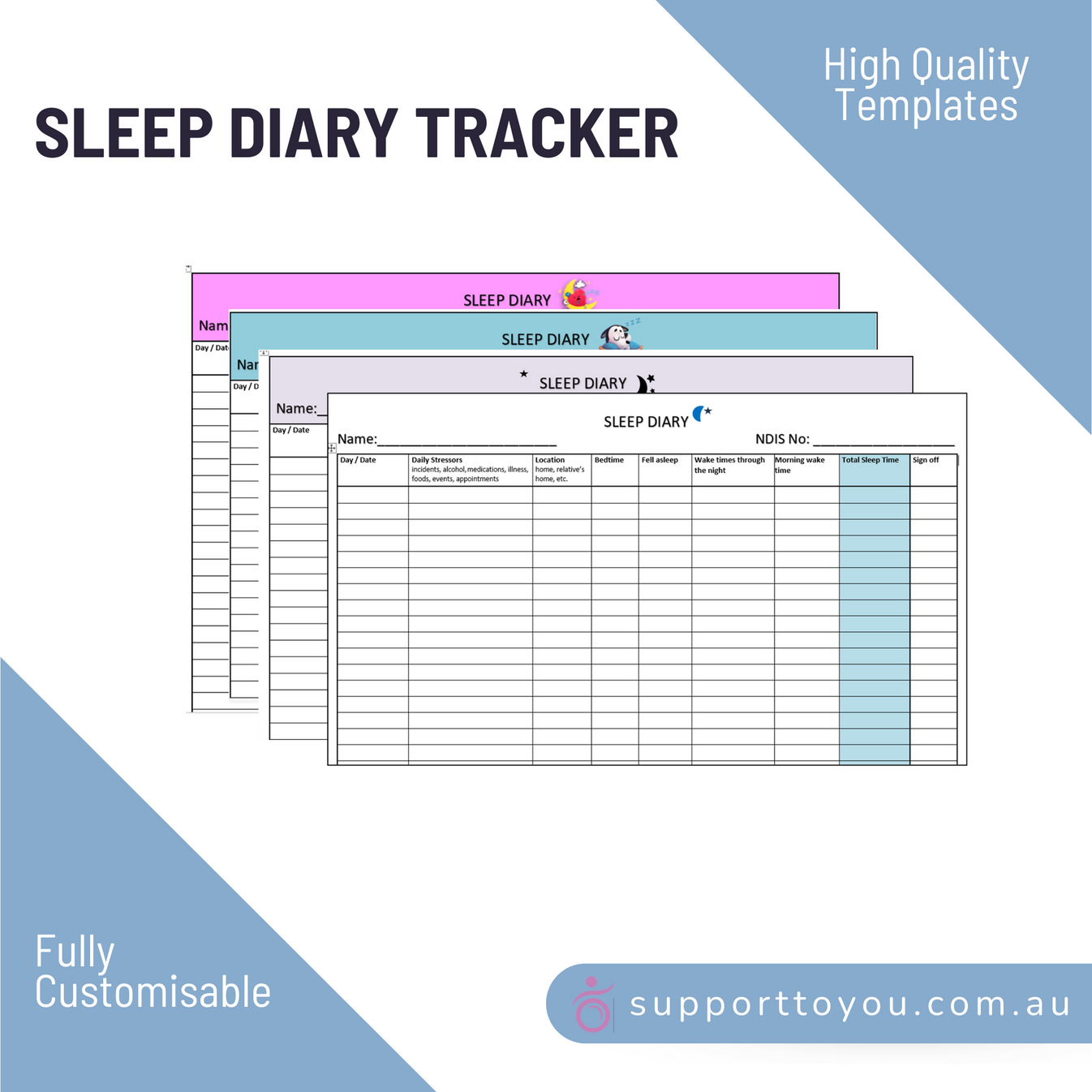 Sleep Diary | Disability Support | supporttoyou