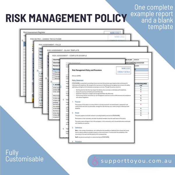 Risk Management Policy | Disability Care | supporttoyou