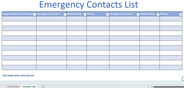 Emergency Contacts List – supporttoyou