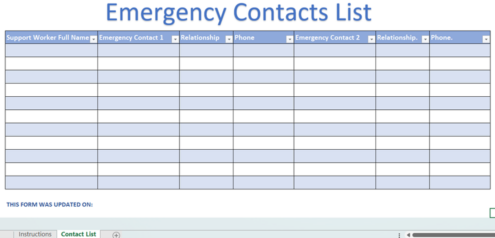 Emergency Contacts List – supporttoyou