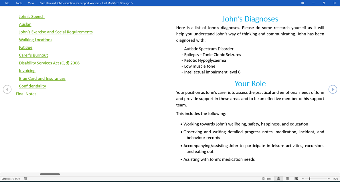 Care Plan Templates | Disability Templates | supporttoyou